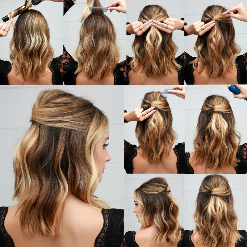 Como Fazer Chic Party Half Up Lob Hairstyle » Bom Penteados